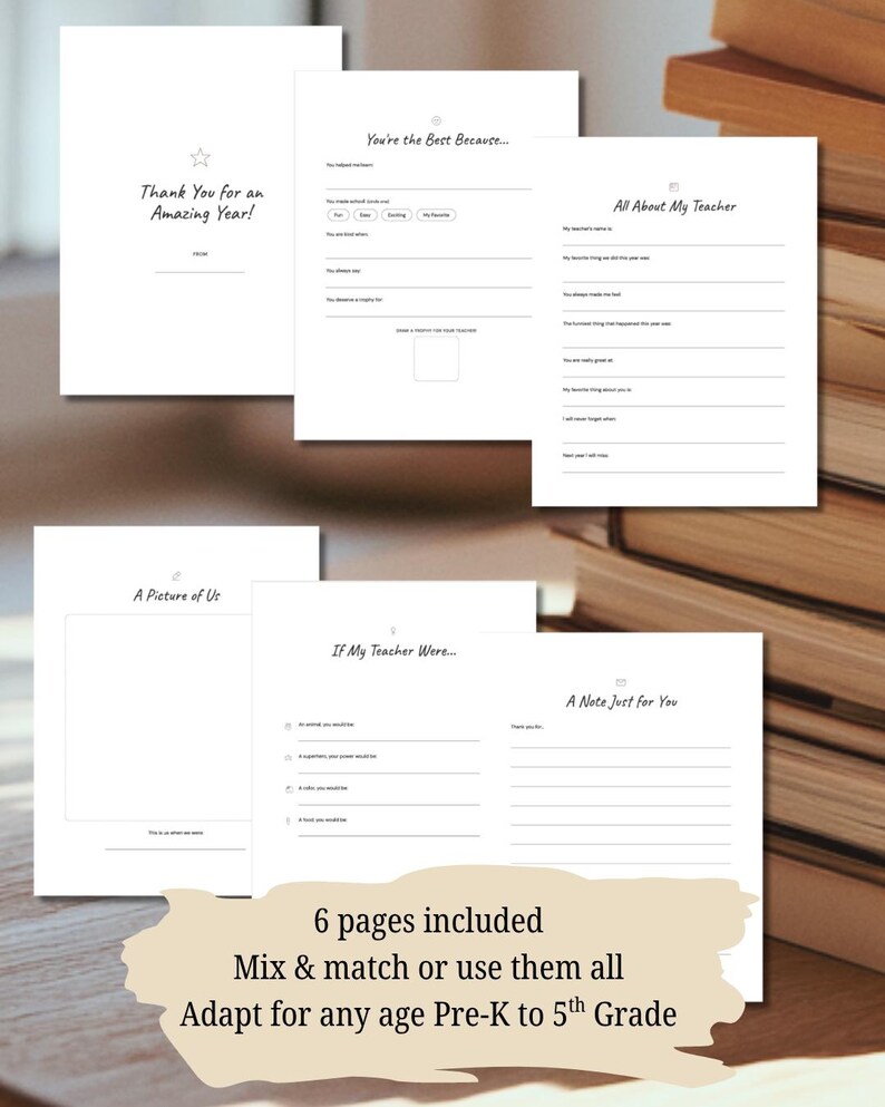Printable Teacher Memory Book | Fill-in-the-blank Keepsake (digital ...