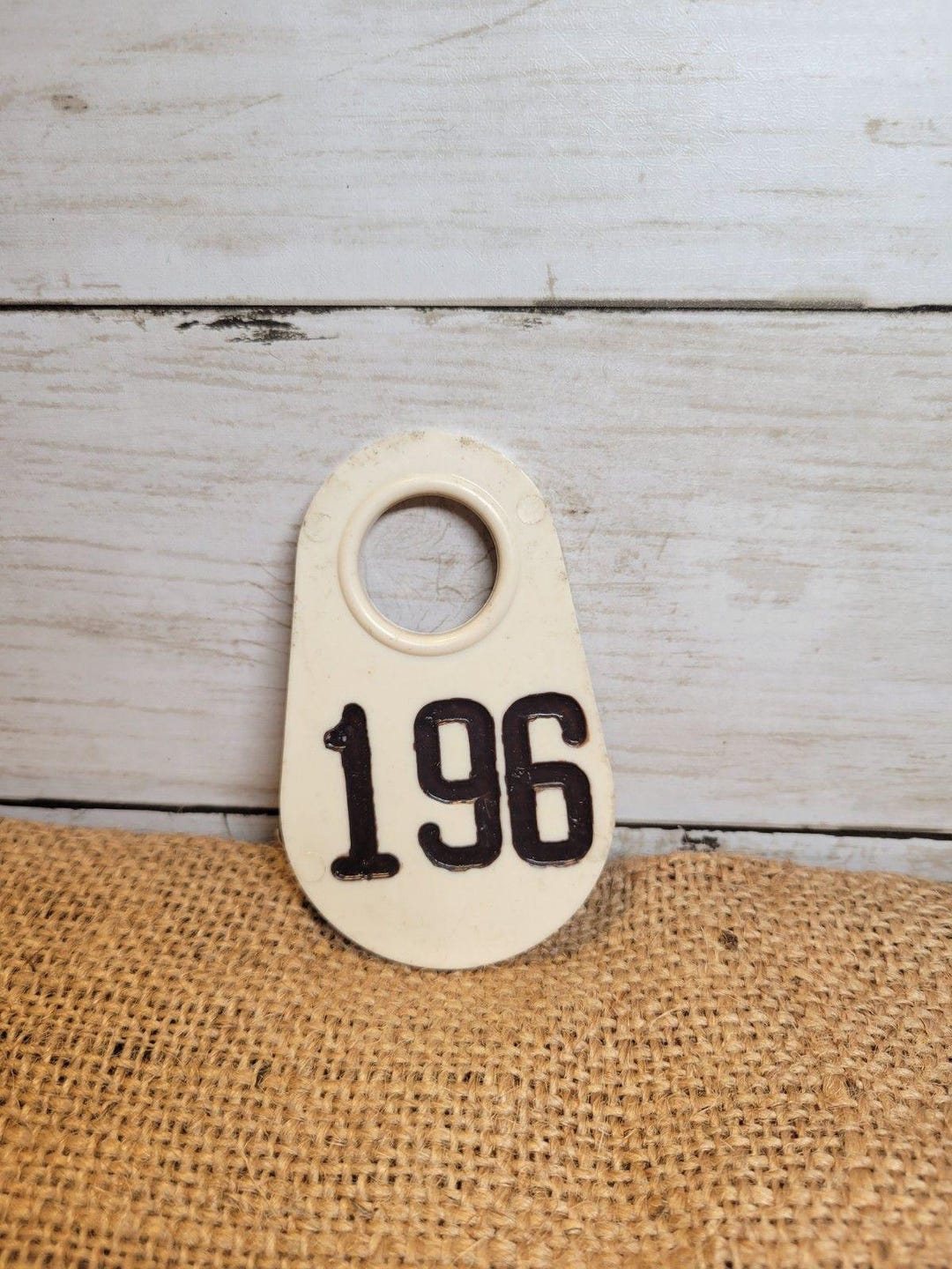 Vintage Cow Number Tag Dairy Farm Cattle Marker 196 Double Sided ...
