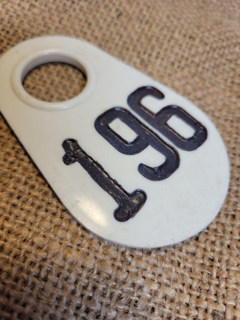 Vintage Cow Number Tag Dairy Farm Cattle Marker 196 Double Sided ...