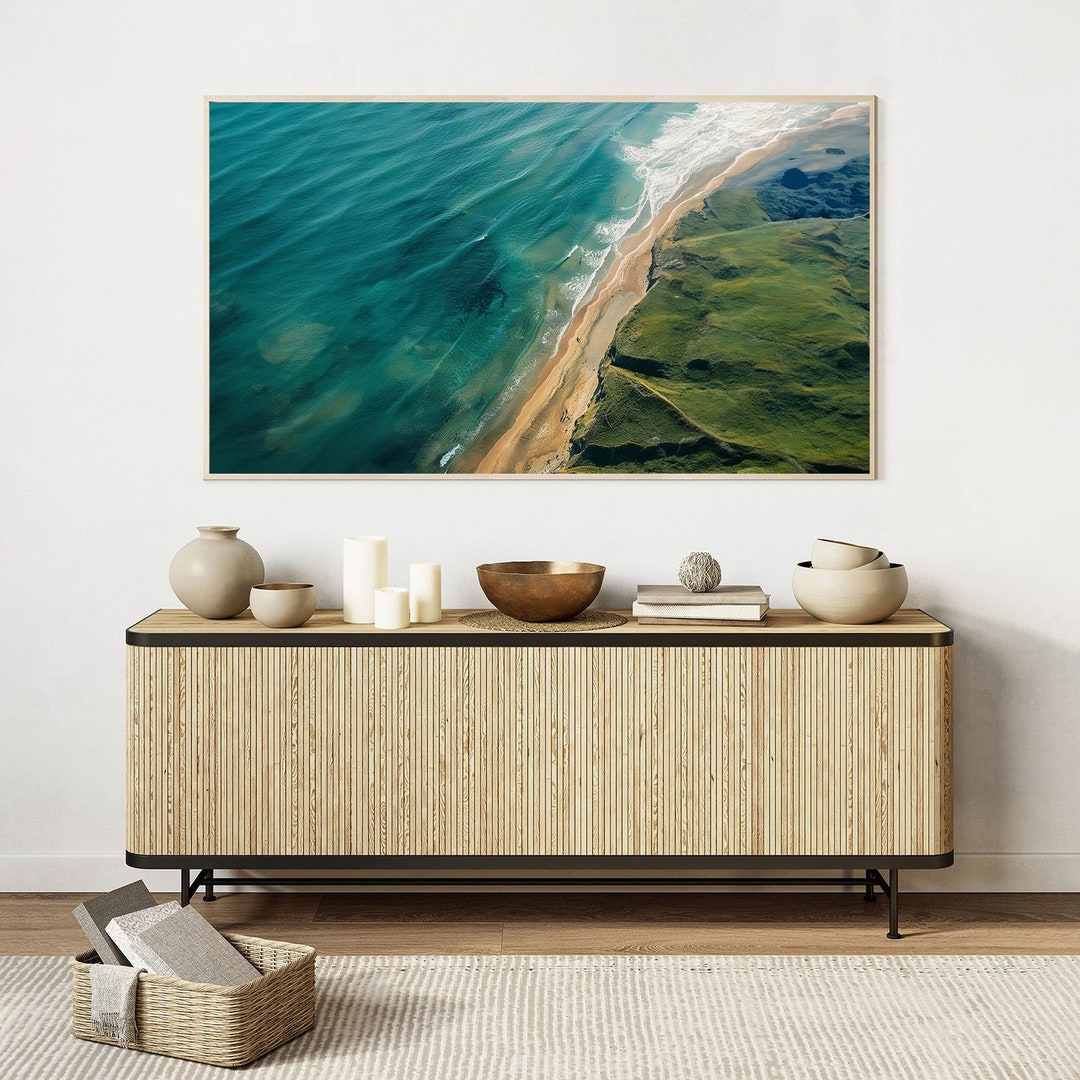 Aerial Shoreline Artwork Coastal Serenity Digital TV Art, Pristine ...
