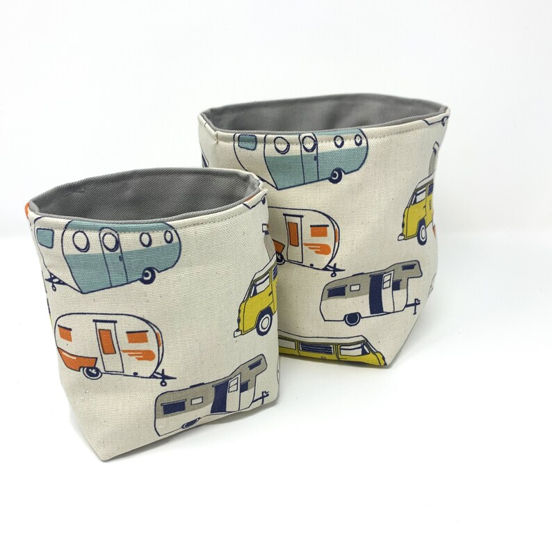 Reversible Fabric Storage Bucket Camper Print - Etsy