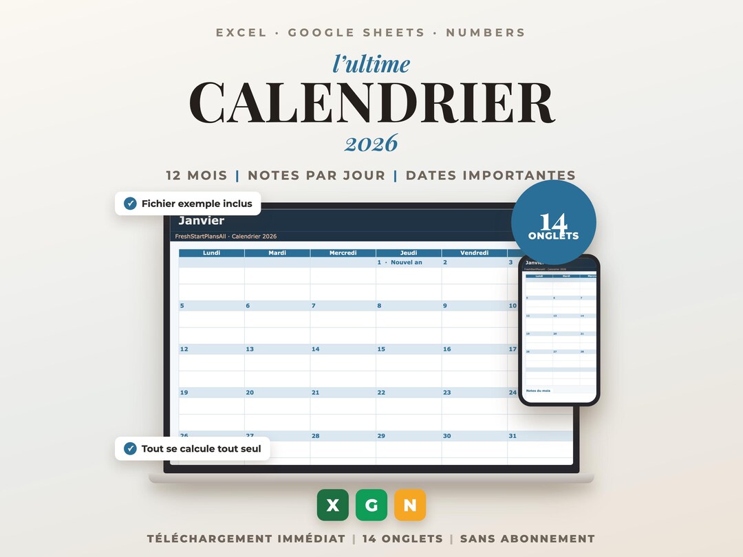 2026 Calendar Planner for Google Sheets and Excel, Monthly Planner and ...