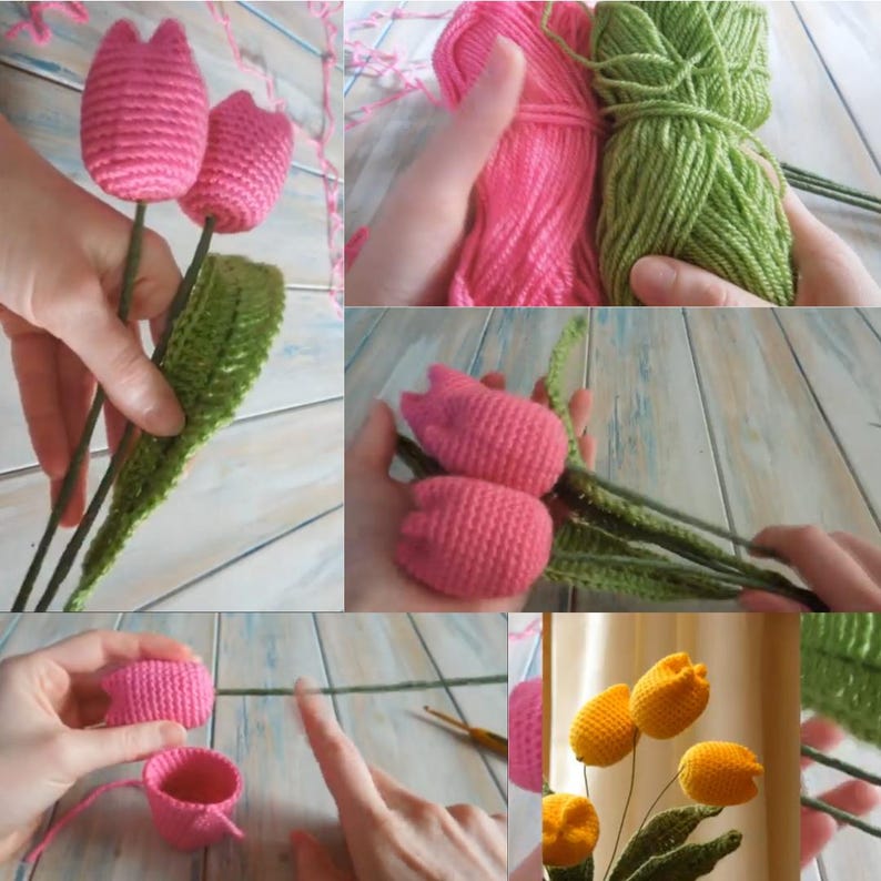 Easy Tulip Crochet Pattern PDF, Beginner Flower Tutorial, DIY Bouquet ...