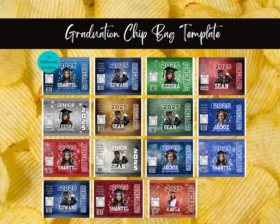 Graduation Chip Bag, Canva Editable, Grad Party Bundle, Class of 2005 ...