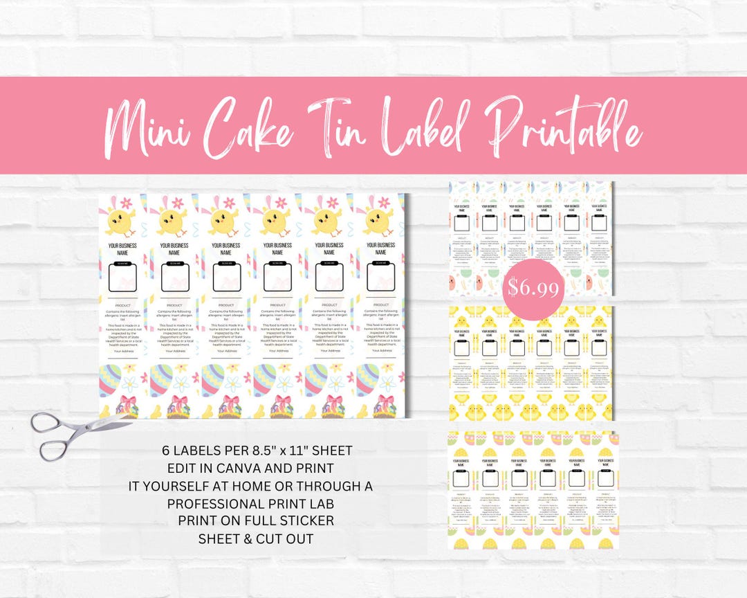 Easter Dessert Label, Bakery Printable Labels, Cottage Baking Law Label ...