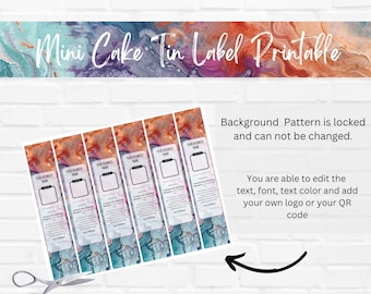 Mini Cake Tin Label Printable, Editable Canva Template, Mini Loaf ...