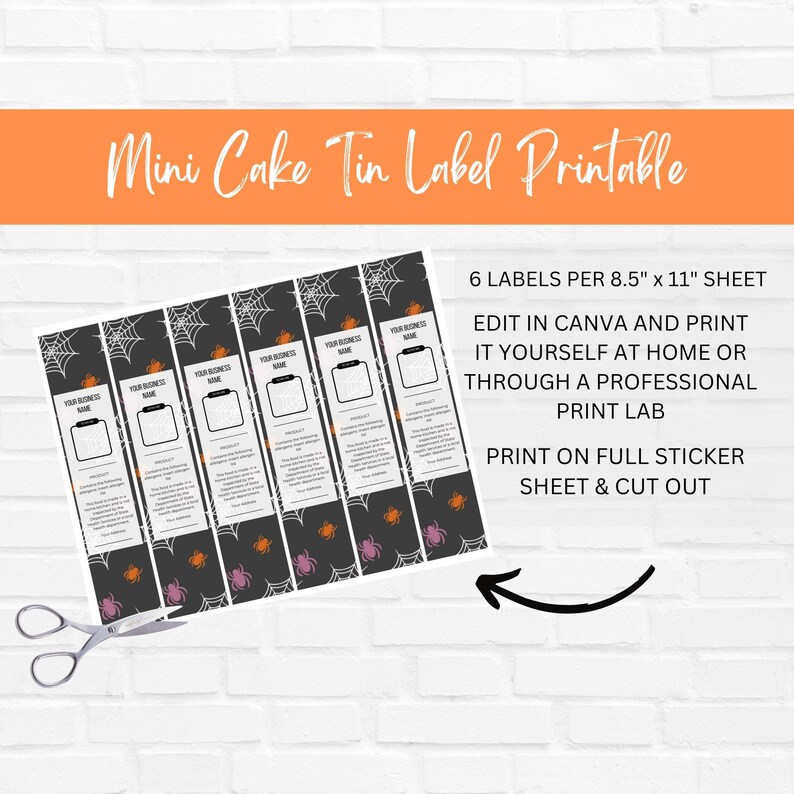 Halloween Mini Cake Tin Label Printable, Cute Halloween Theme, Editable ...