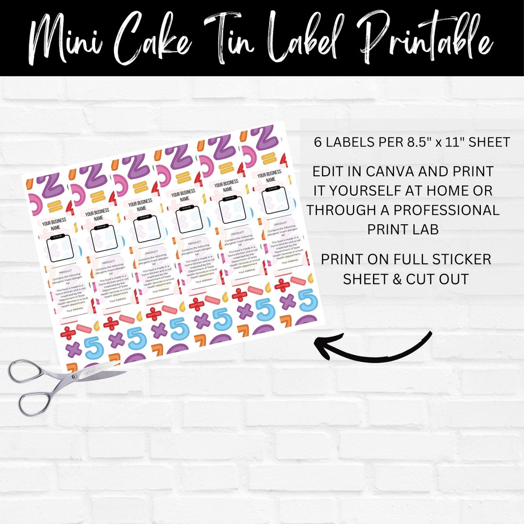 Mini Cake Tin Label Printable, Back to School Theme, Editable Canva ...