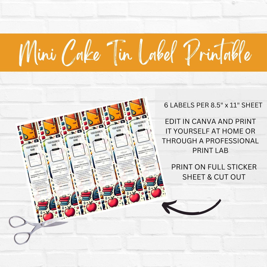 Mini Cake Tin Label Printable, Mini Loaf Pan Label, Packing Labels ...
