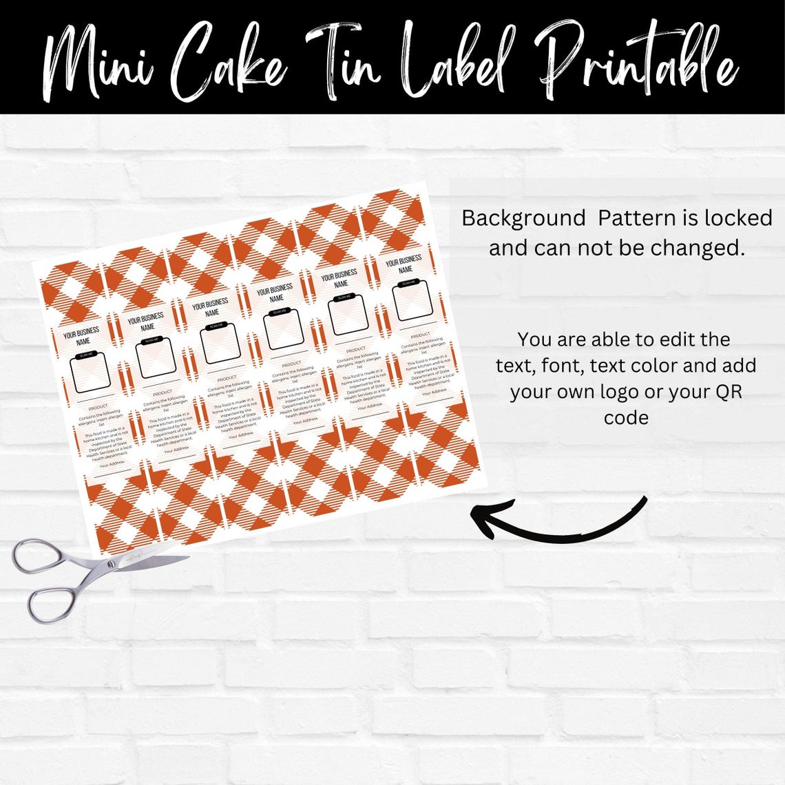 Mini Cake Tin Label Printable, Fall Plaid Theme, Editable Canva ...