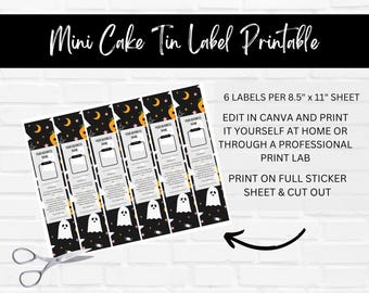 Mini Cake Tin Label Printable, Editable Canva Template, Mini Loaf ...