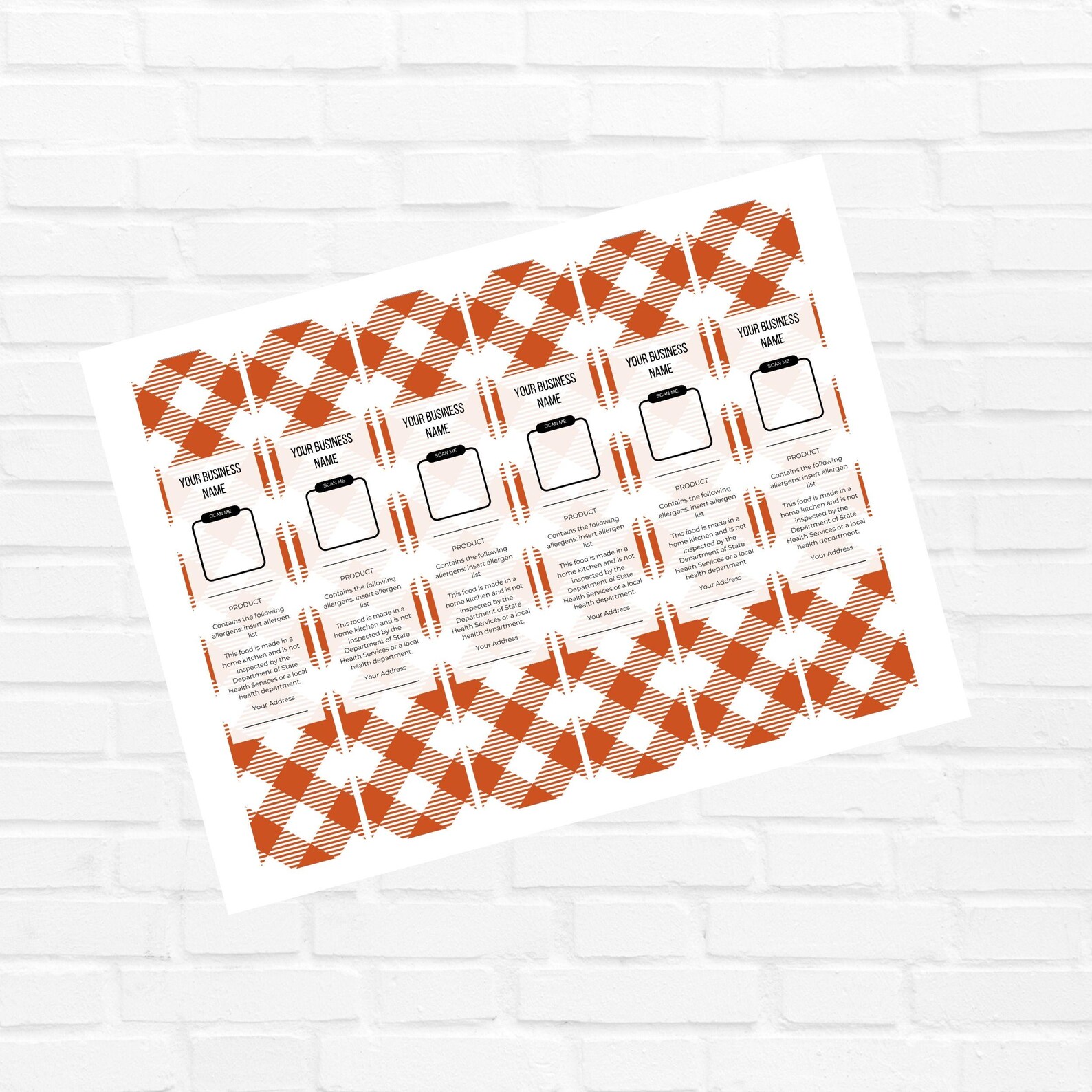 Mini Cake Tin Label Printable, Fall Plaid Theme, Editable Canva ...