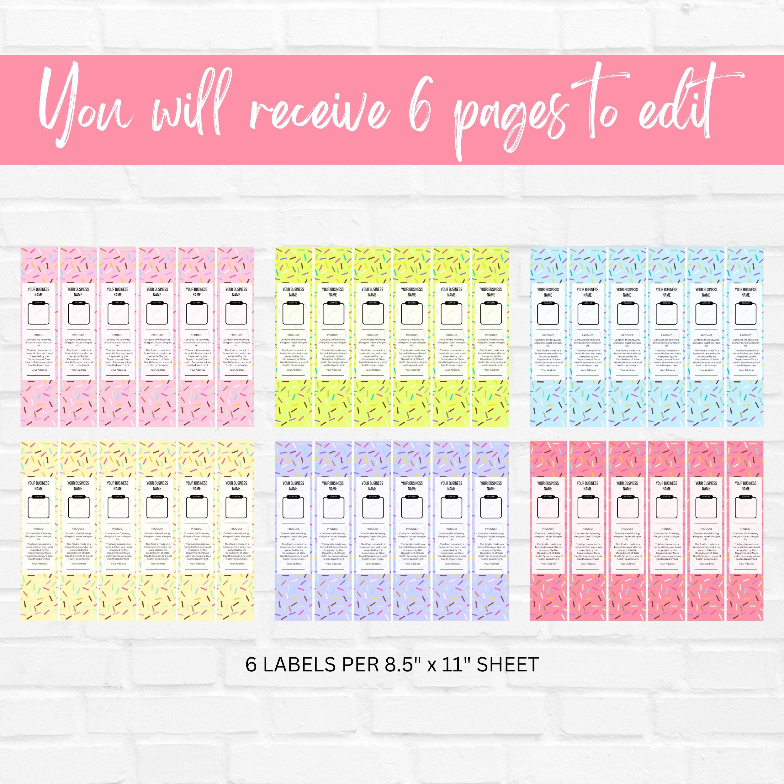 Mini Cake Tin Label Printable, Donut Sprinkles Theme, Editable Canva ...