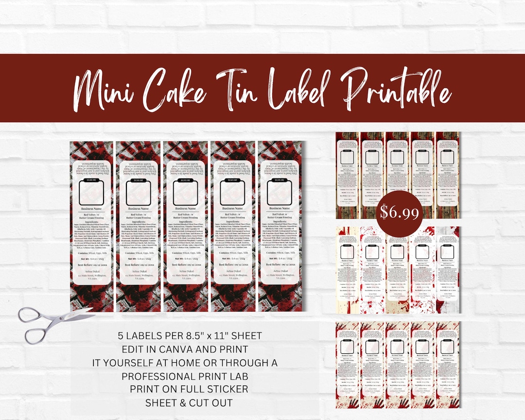 Crime Scene, Mini Cake Tin Label, Customizable Template, Printable Cake ...