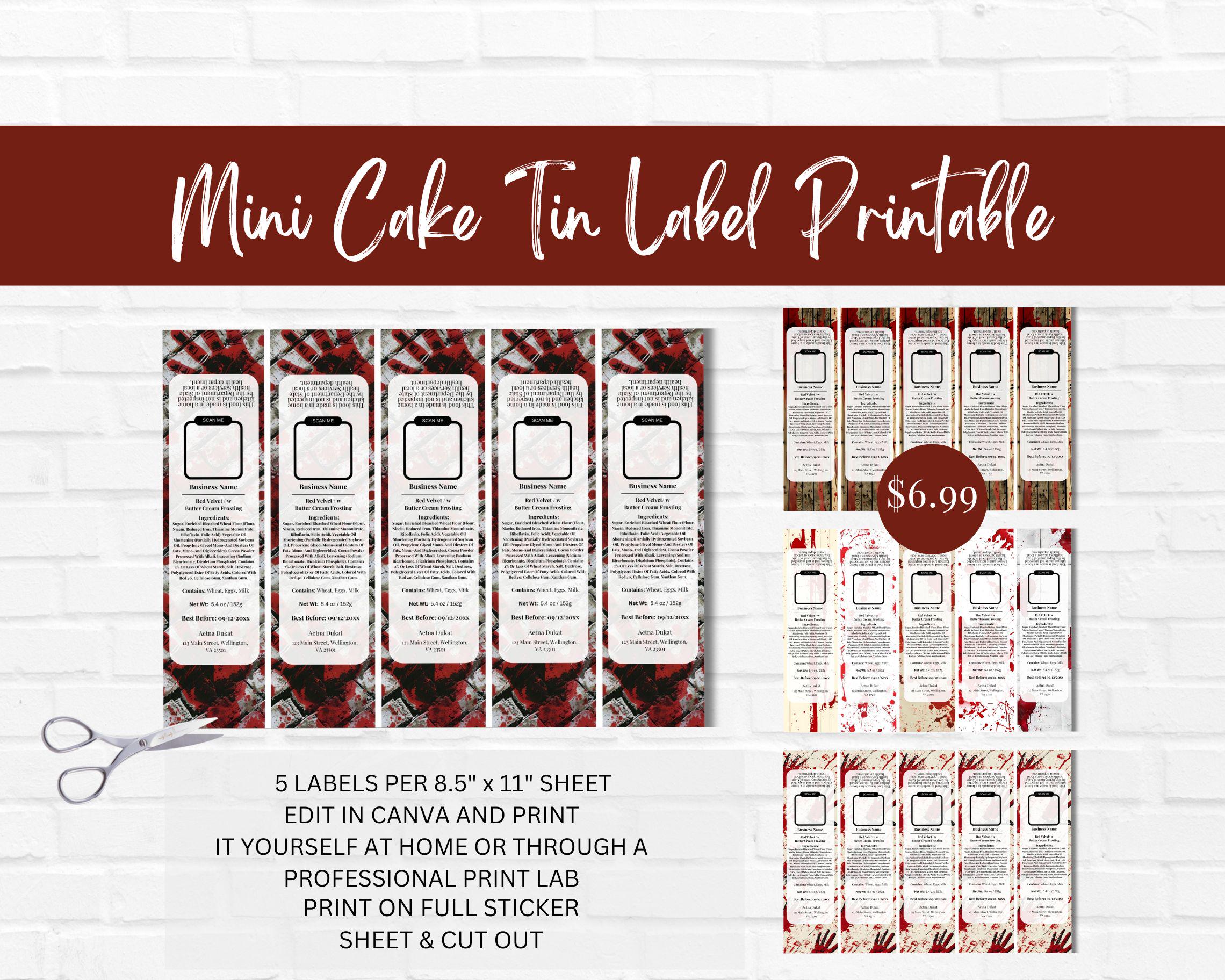 Crime Scene, Mini Cake Tin Label, Customizable Template, Printable Cake ...