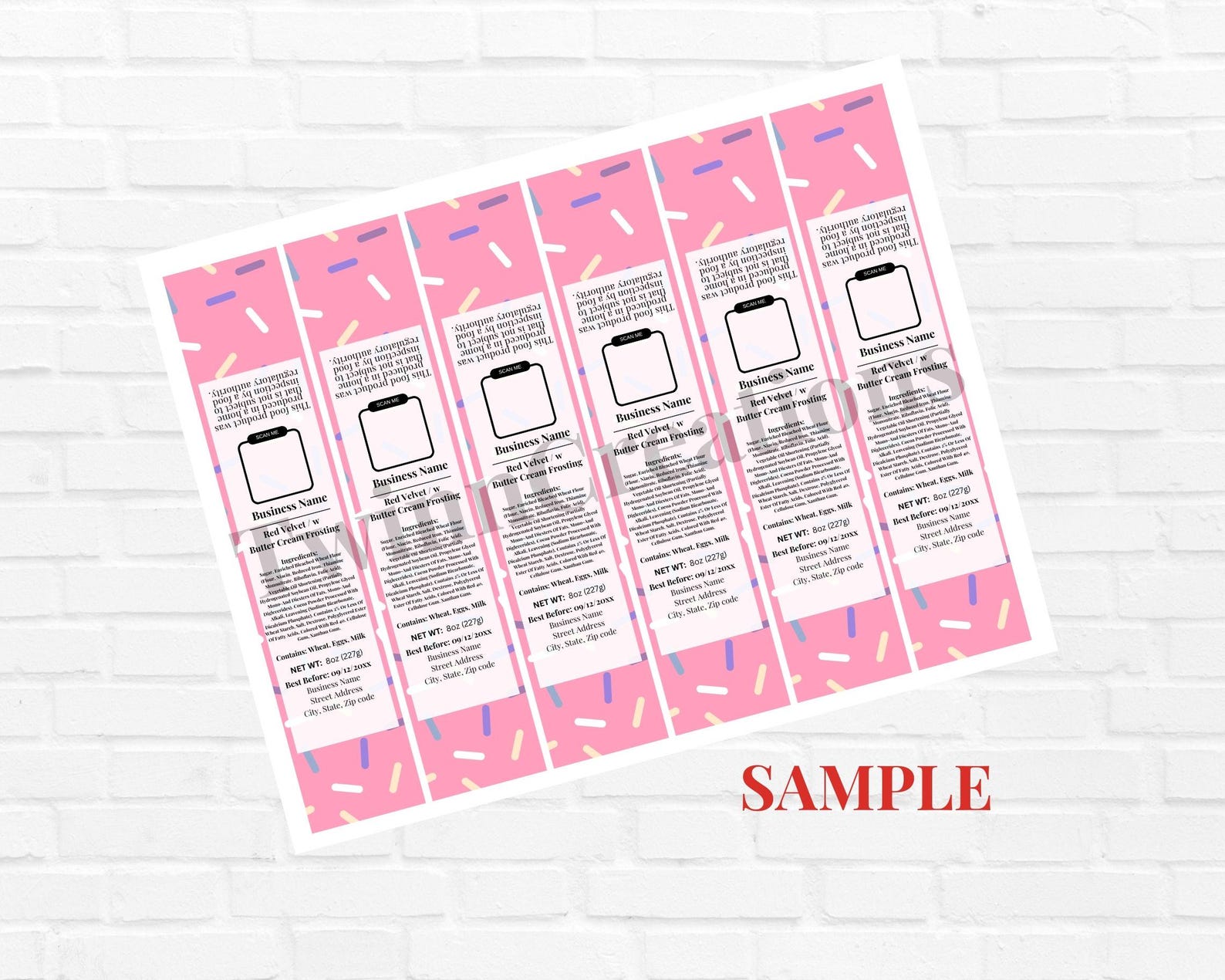 Mini Cake Tin Label Printable, Sprinkles Theme, Editable Canva Template ...