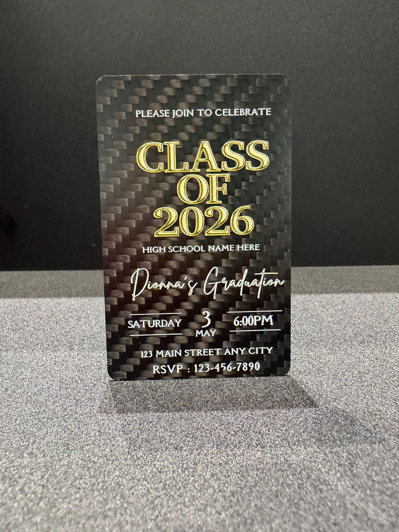 Custom Carbon Fibre Graduation Card - Unique Graduation Invitations ...