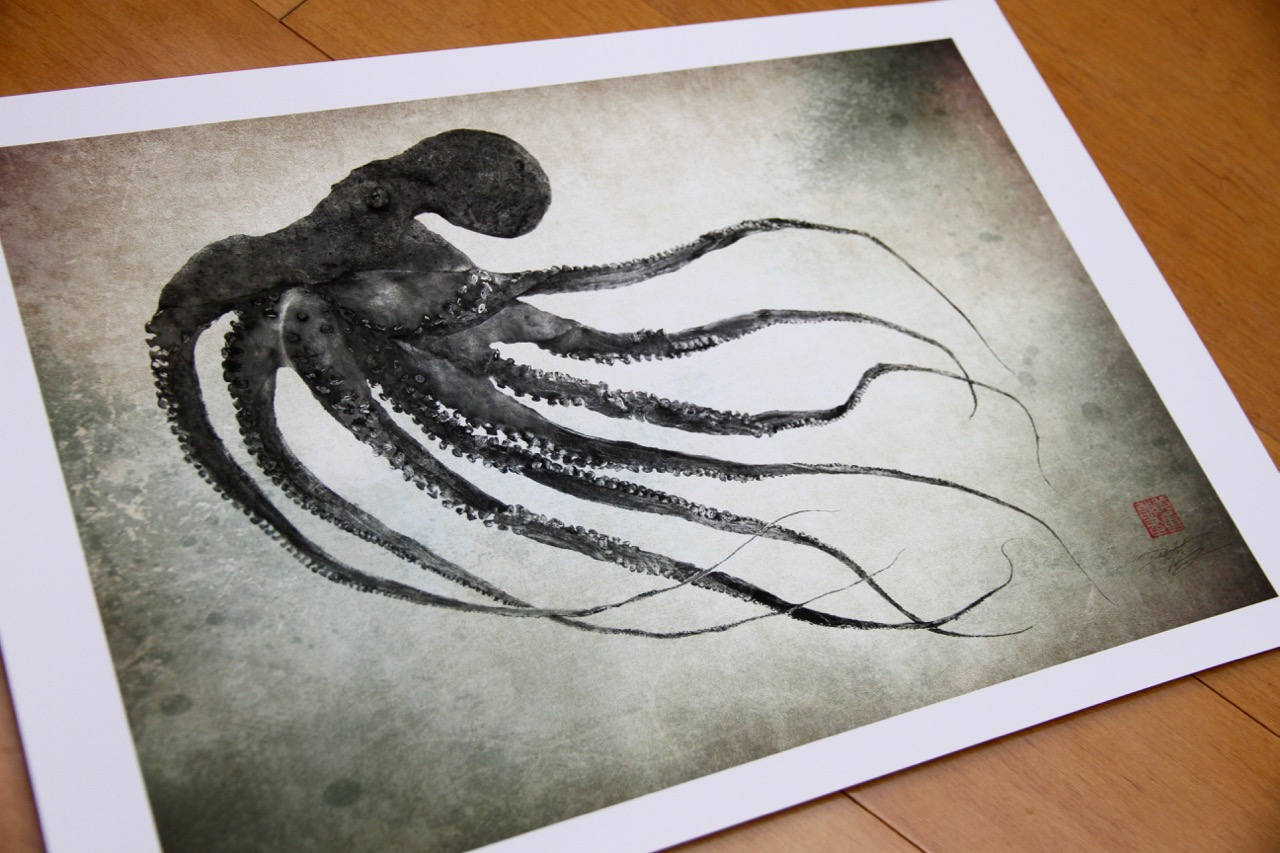 OCTOPUS On The RISE gyotaku print - traditional Japanese fish art by ...