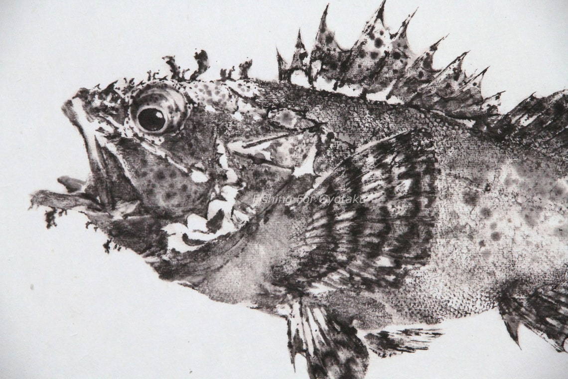 Scorpion Fish or Izu-kasago Reproduction on Handmade Washi | Etsy