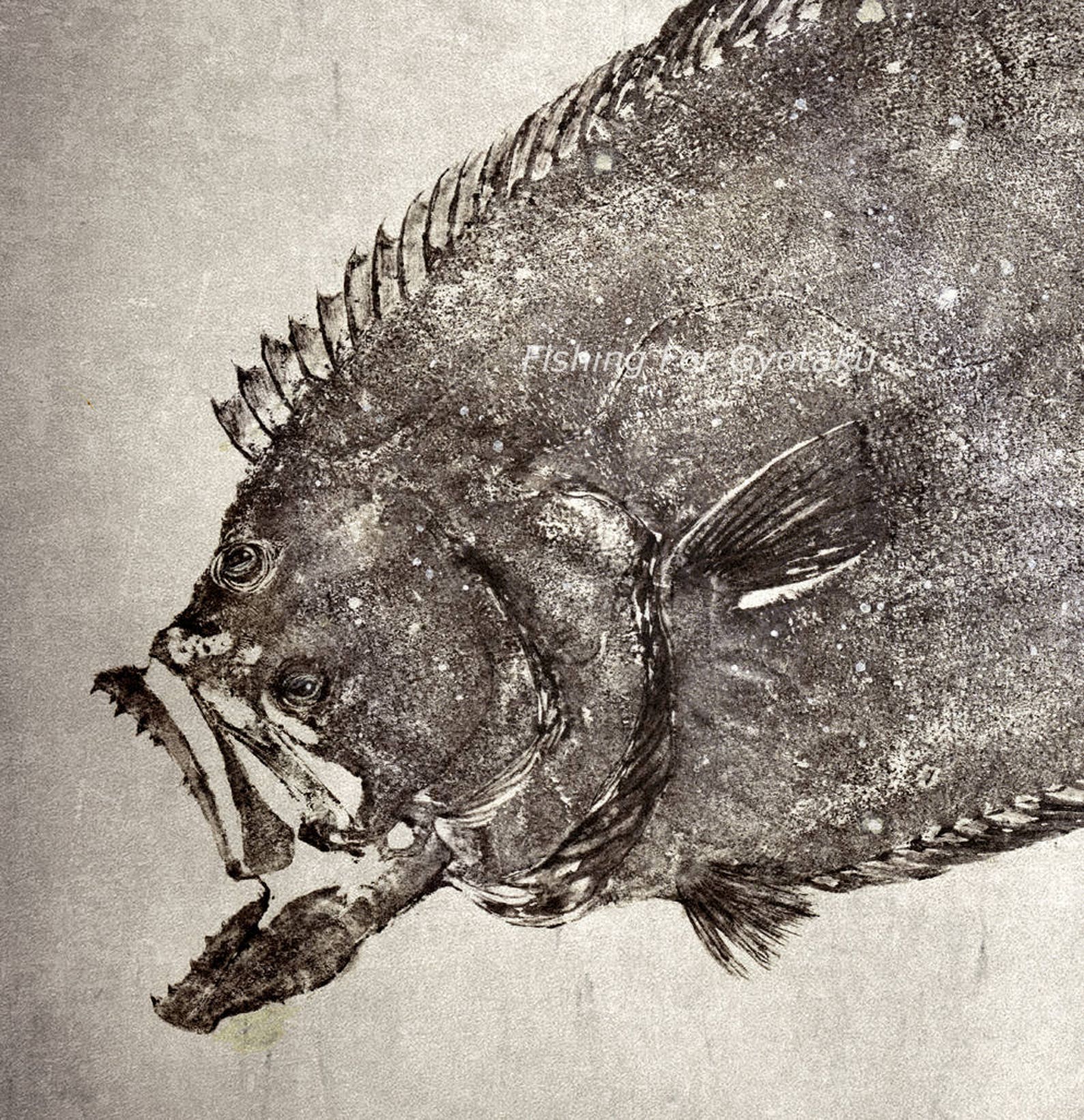 HALIBUT California hirame GYOTAKU Print Traditional - Etsy