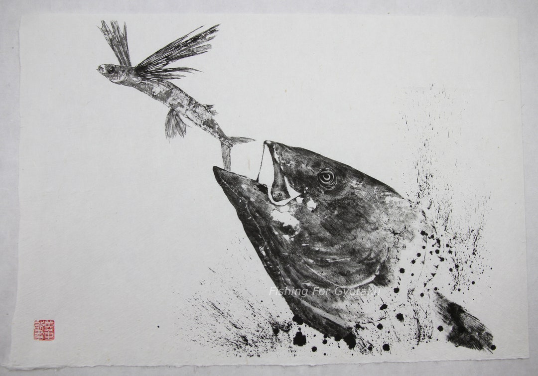 Bluefin Tuna & Flying Fish - "the Escape" - Reproduction on Handmade ...