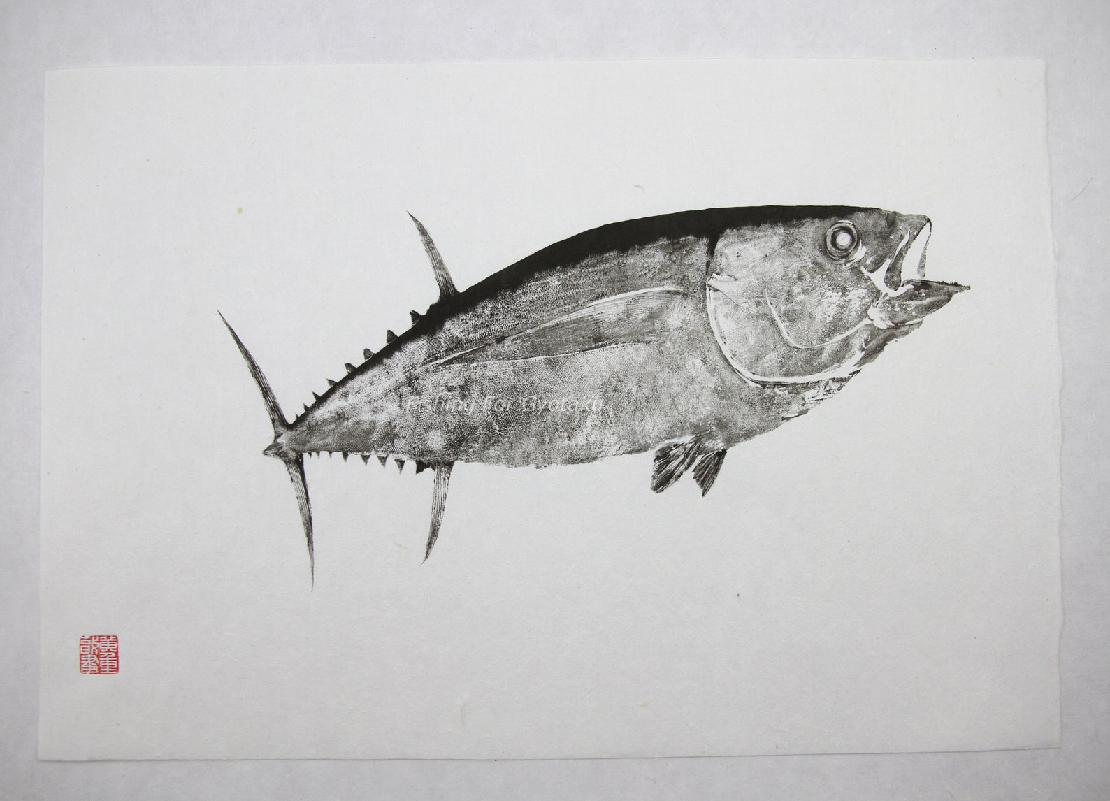 Bluefin Tuna Turning Tuna Reproduction on Handmade Washi - Etsy