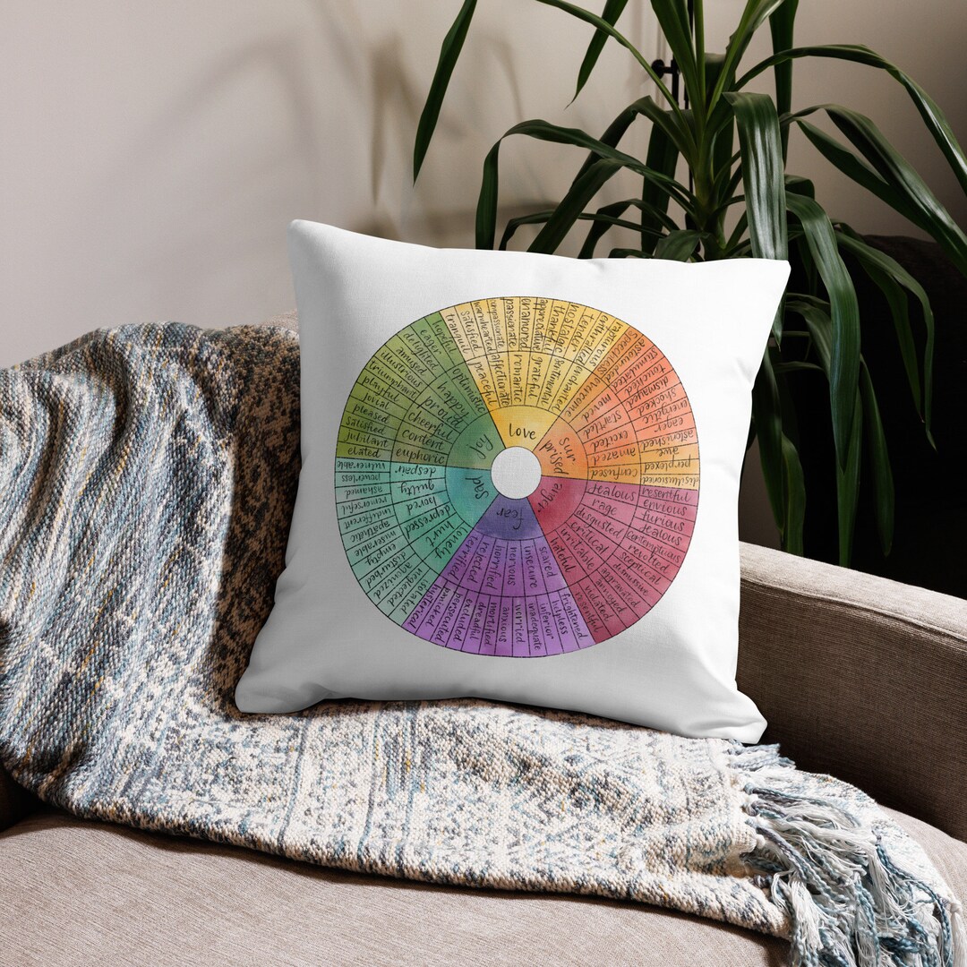 Feelings Wheel Premium Pillow Social Worker Gift Counselor Office Decor ...
