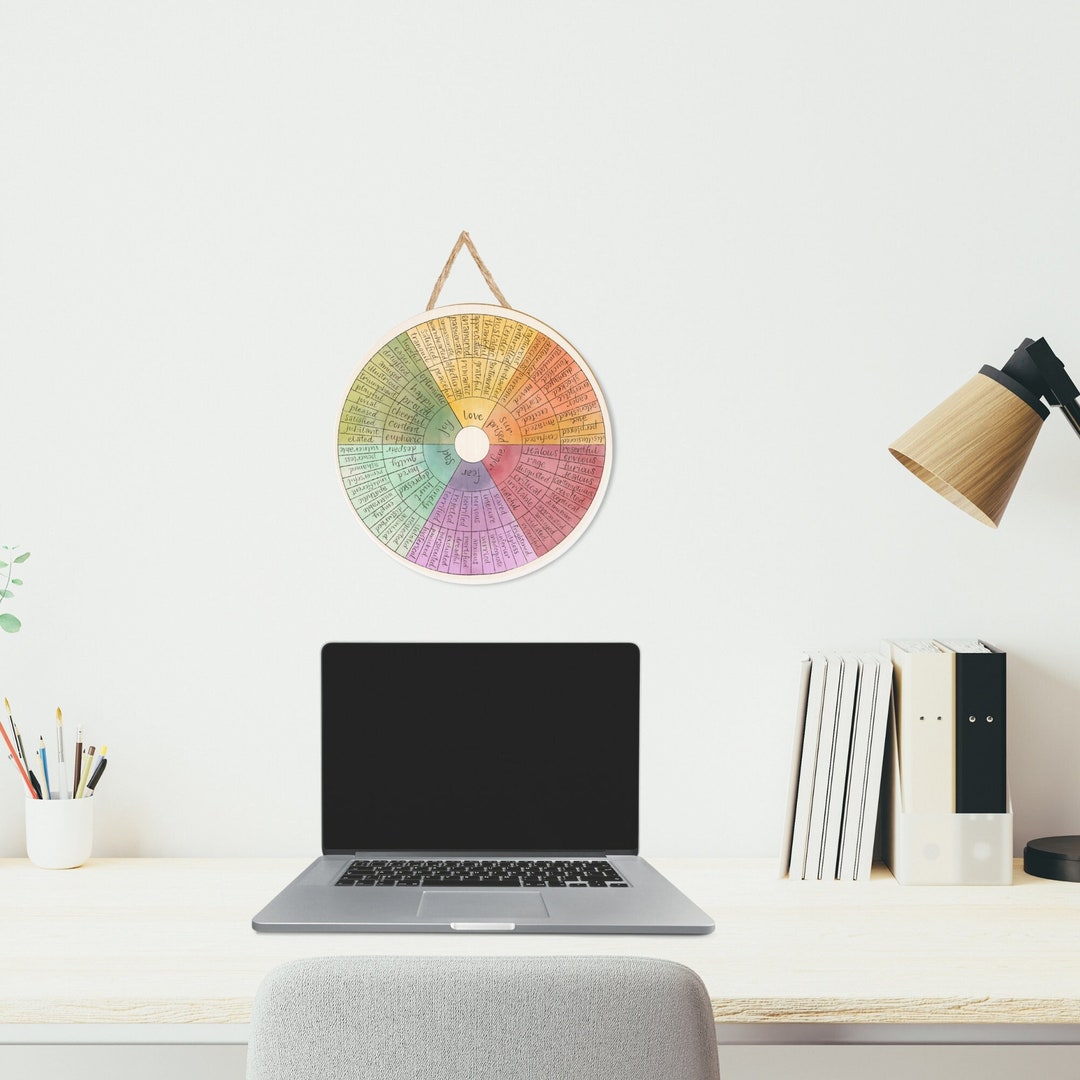 Feelings Wheel Wall Hanging Emotion Wheel Wood Sign Mental Health ...