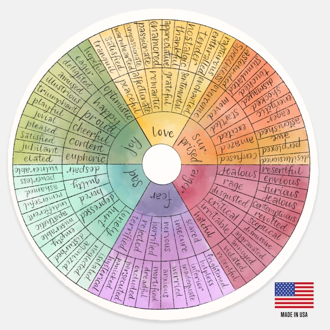 Feelings Wheel Wood Sign, Social Worker Gift, School Counselor Therapy ...