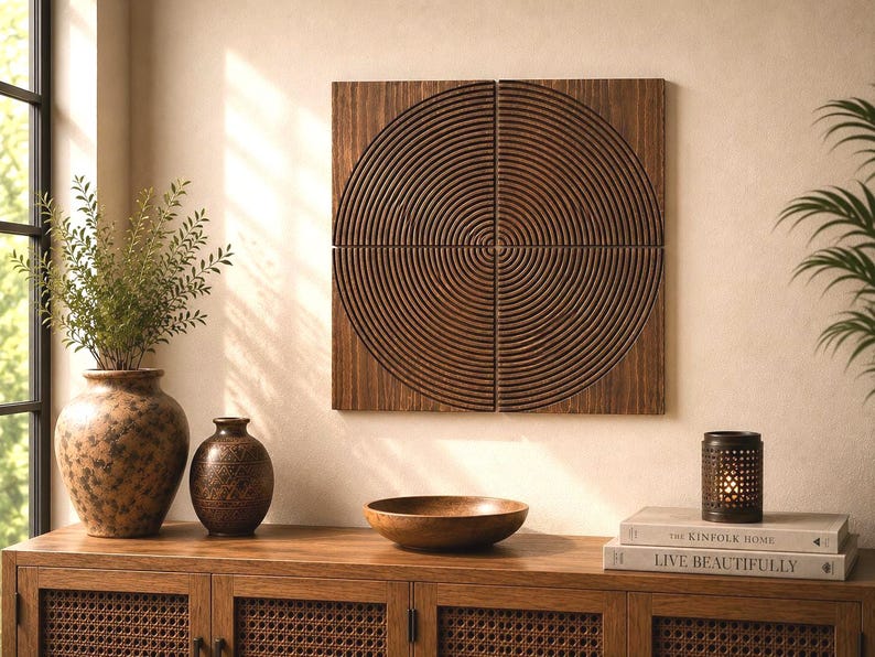 Magnetic Wooden Wall Panels Set of 4, Modular Geometric Wall Art, 3D ...