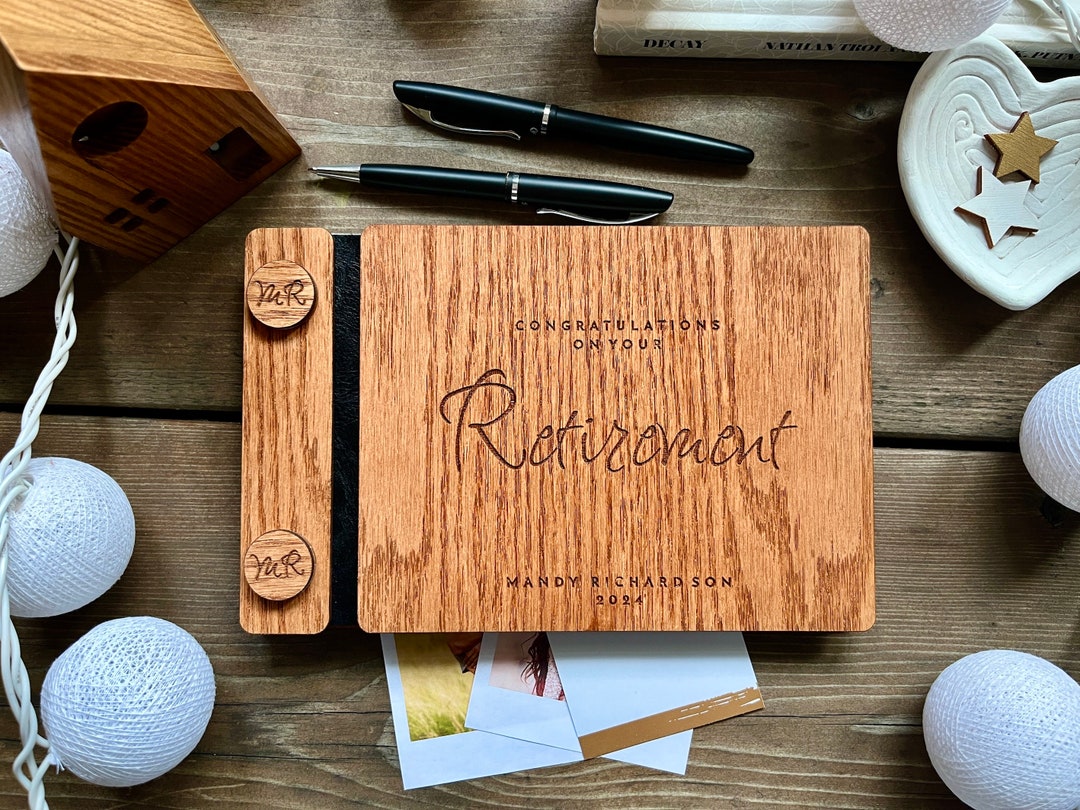 Personalized Retirement Guest Book, Custom Engraved Album ...