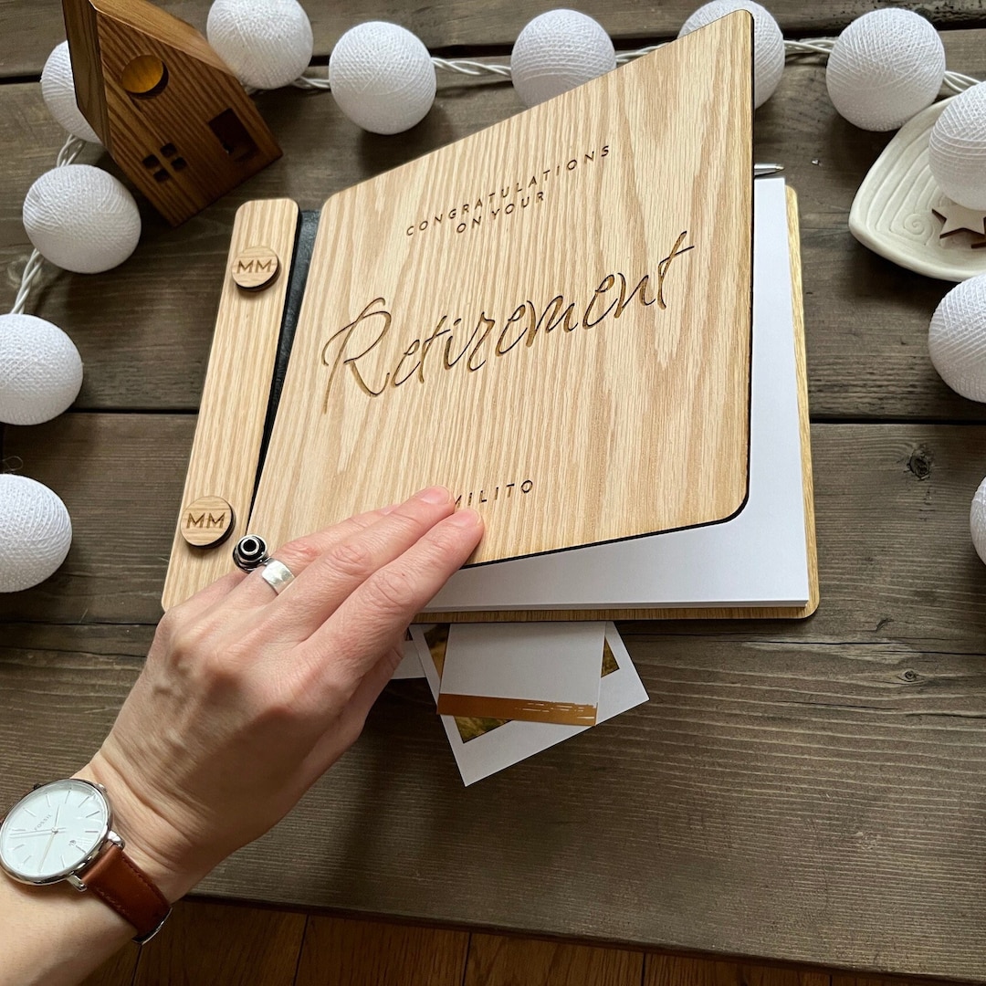 Personalized Retirement Guest Book: Engraved Red Oak Album - Etsy