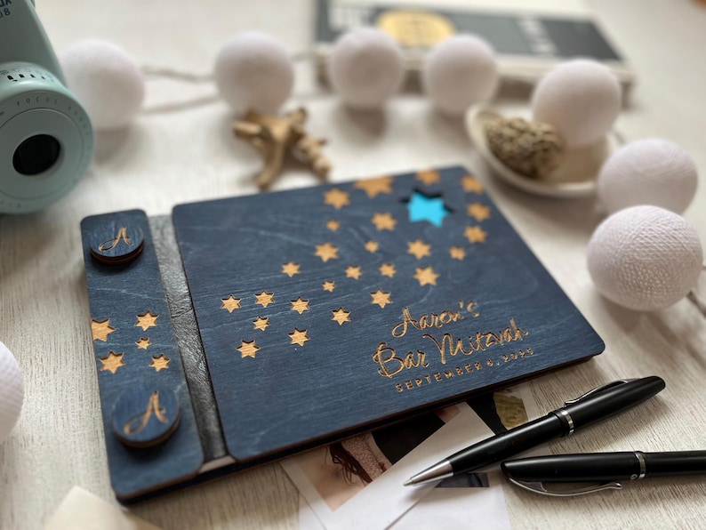 Personalized Wood Bar Mitzvah Guest Book, Sweet 16, Graduation ...
