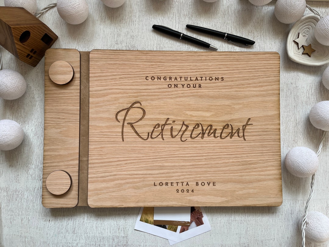 Personalized Retirement Guest Book: Engraved Red Oak Album - Etsy
