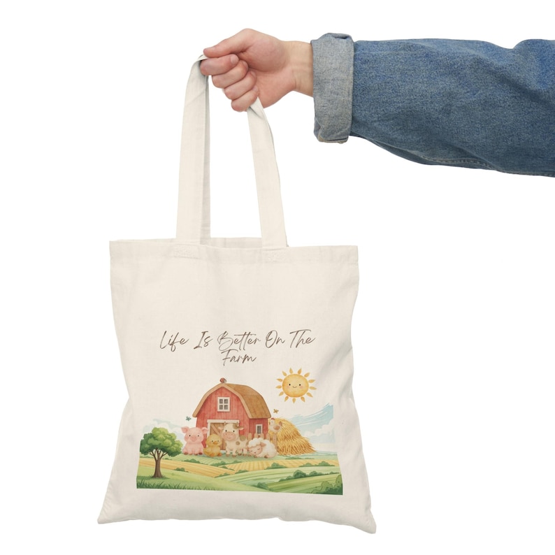 Farm Life Canvas Tote Bag | Country Living, Reusable Farmhouse Bag - Etsy