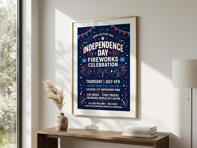 Independence Day Fireworks Flyer SVG PNG - July 4 Event Poster - Etsy