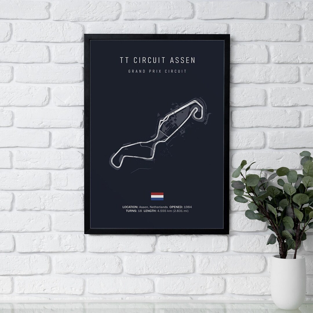 TT Circuit Assen Grand Prix Circuit Racetrack Print Mid Century Modern ...