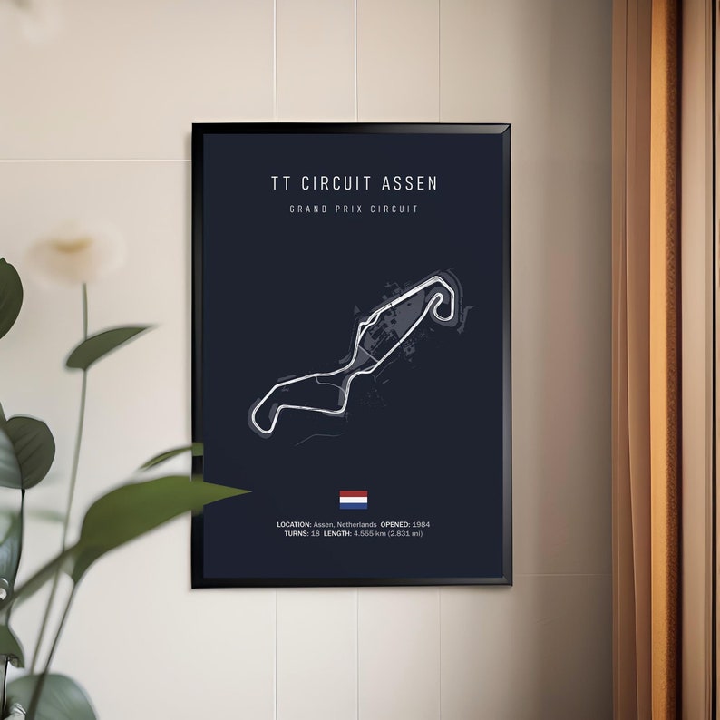 TT Circuit Assen Grand Prix Circuit Racetrack Print Mid Century Modern ...