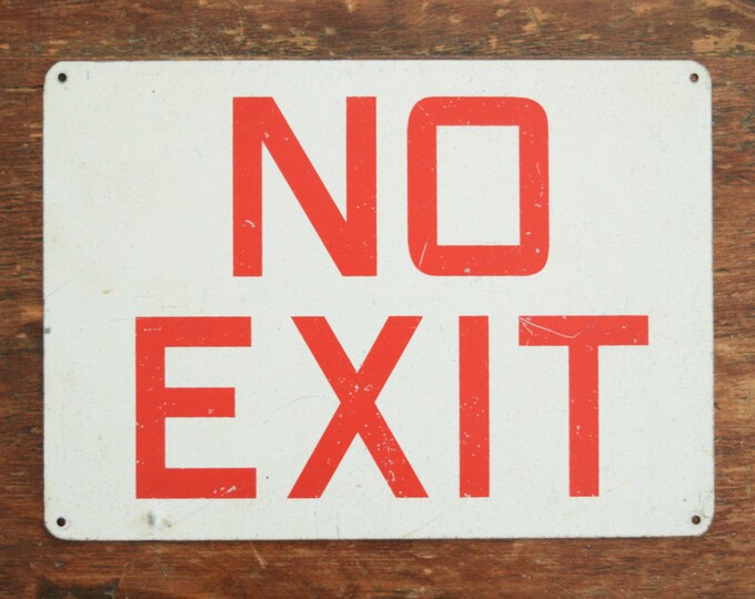 Vintage No Exit Sign Red and White Metal Sign Hanging Wall - Etsy