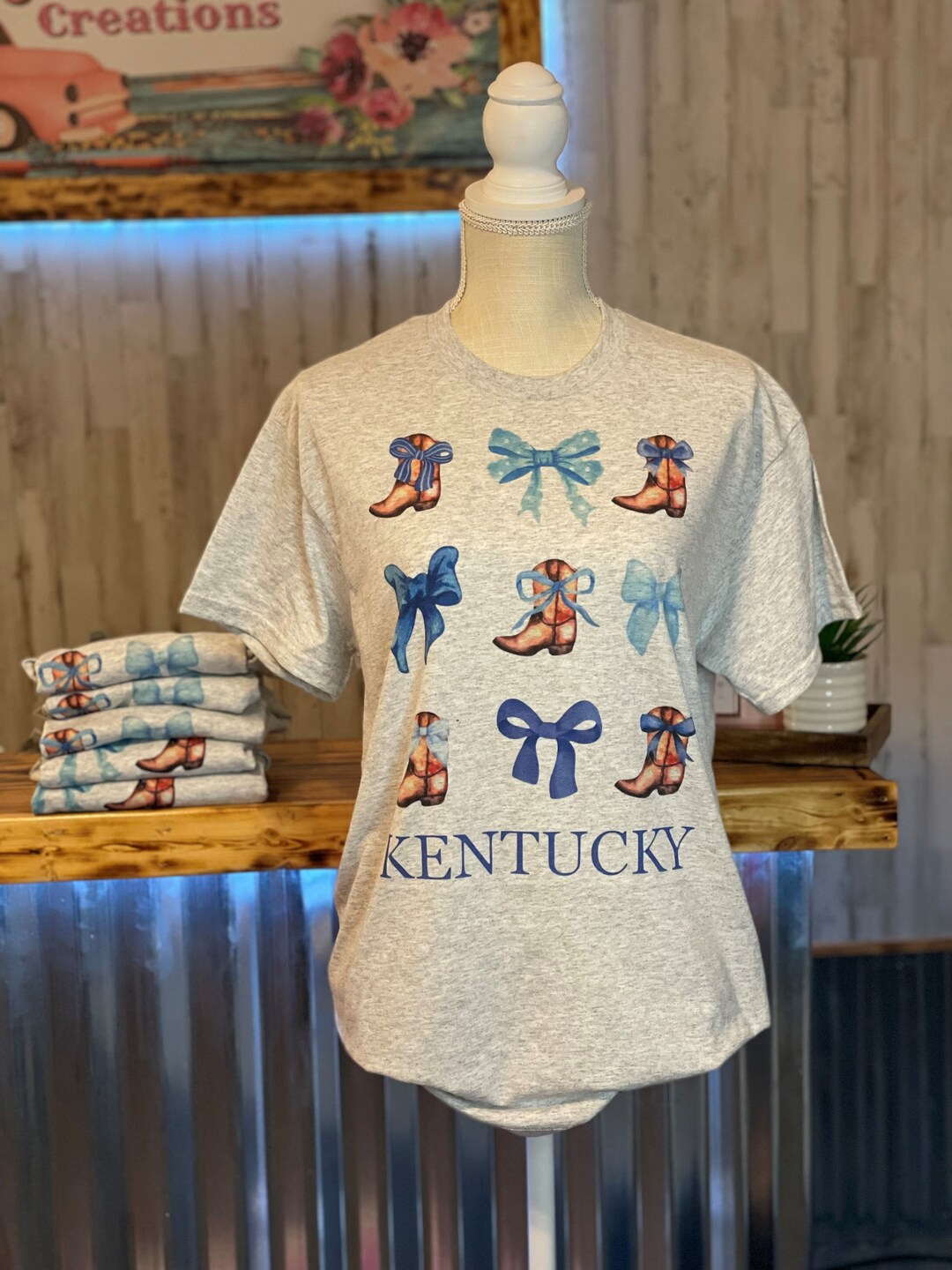 Kentucky T-shirt, KY Shirt, Cute Cowboy Boots & Bows - Etsy
