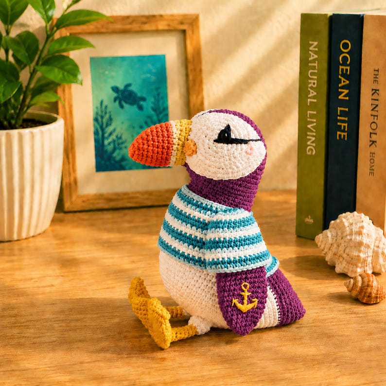 Crochet Puffin Pattern, Amigurumi PDF, Handmade Bird Toy, Ocean Animal ...