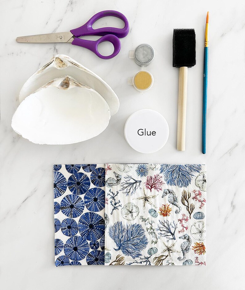 DIY Clam Shell Decoupage Kit, Seaside Craft, Ocean Life - Etsy