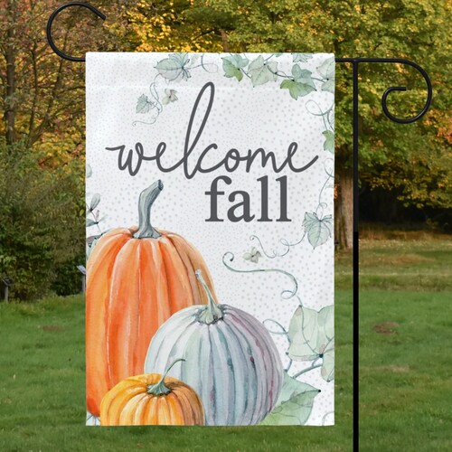 Fall Garden Flag Pumpkin Flag Welcome Fall Welcome Yard - Etsy