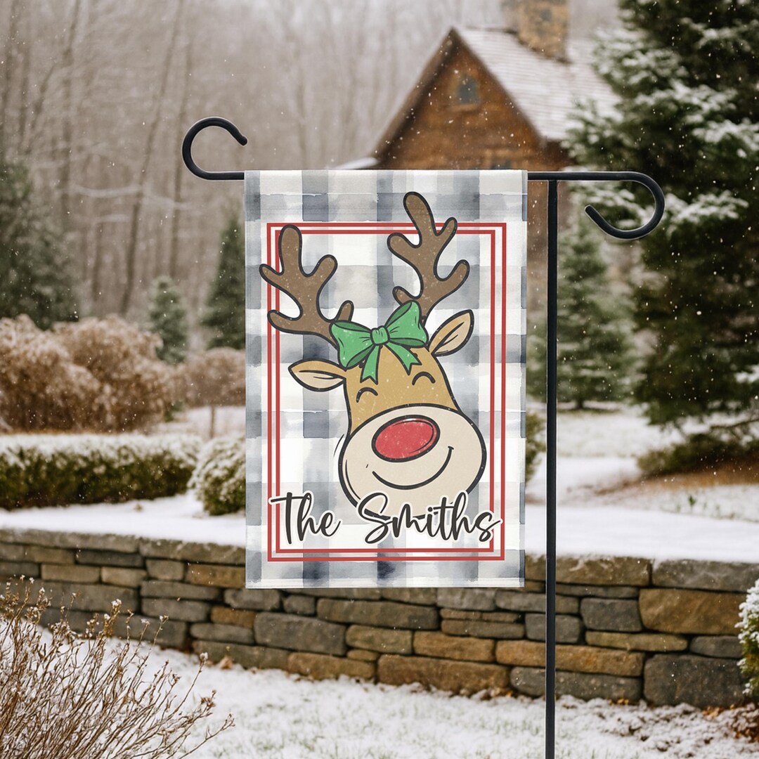 Personalized Rudolph Reindeer Christmas Garden Flag - Etsy