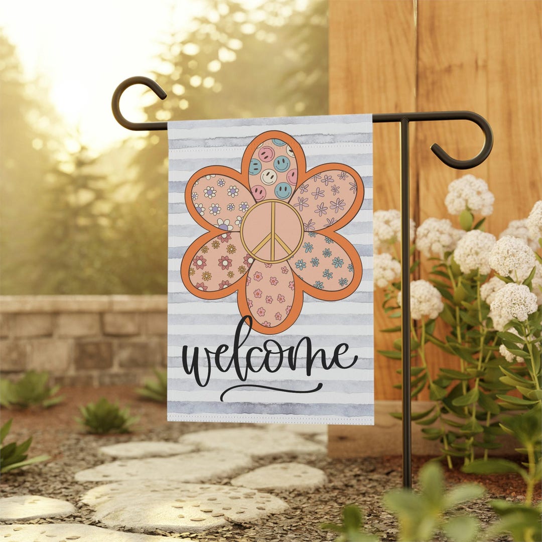 Positive Garden Flag, Welcome Flag, Summer Garden Flag, Retro Garden ...