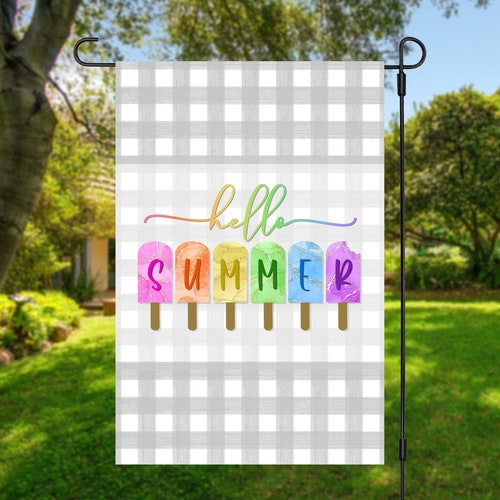 Hello Summer Popsicle Summer Garden Flag Spring Garden Flag - Etsy