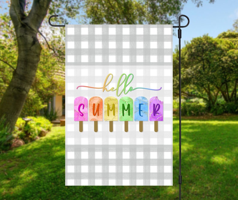 Hello Summer Popsicle Summer Garden Flag Spring Garden Flag - Etsy