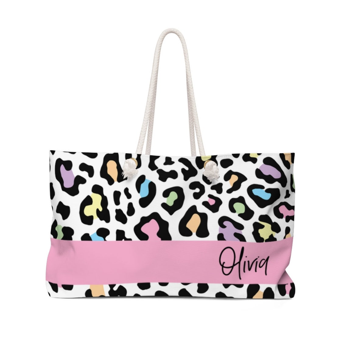 Custom Weekender Bag Women Personalized Tote Leopard Tote - Etsy