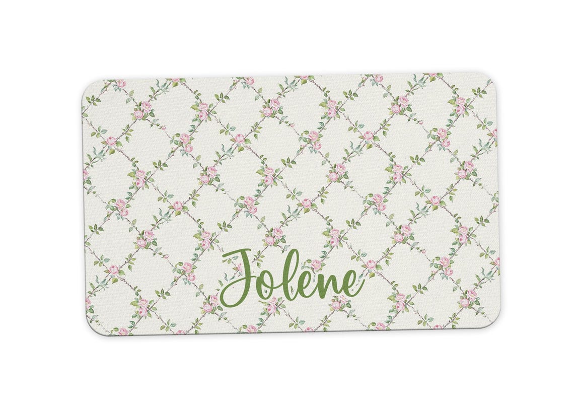 Personalized Name Desk Pad: Pink & Green Floral Office Decor - Etsy