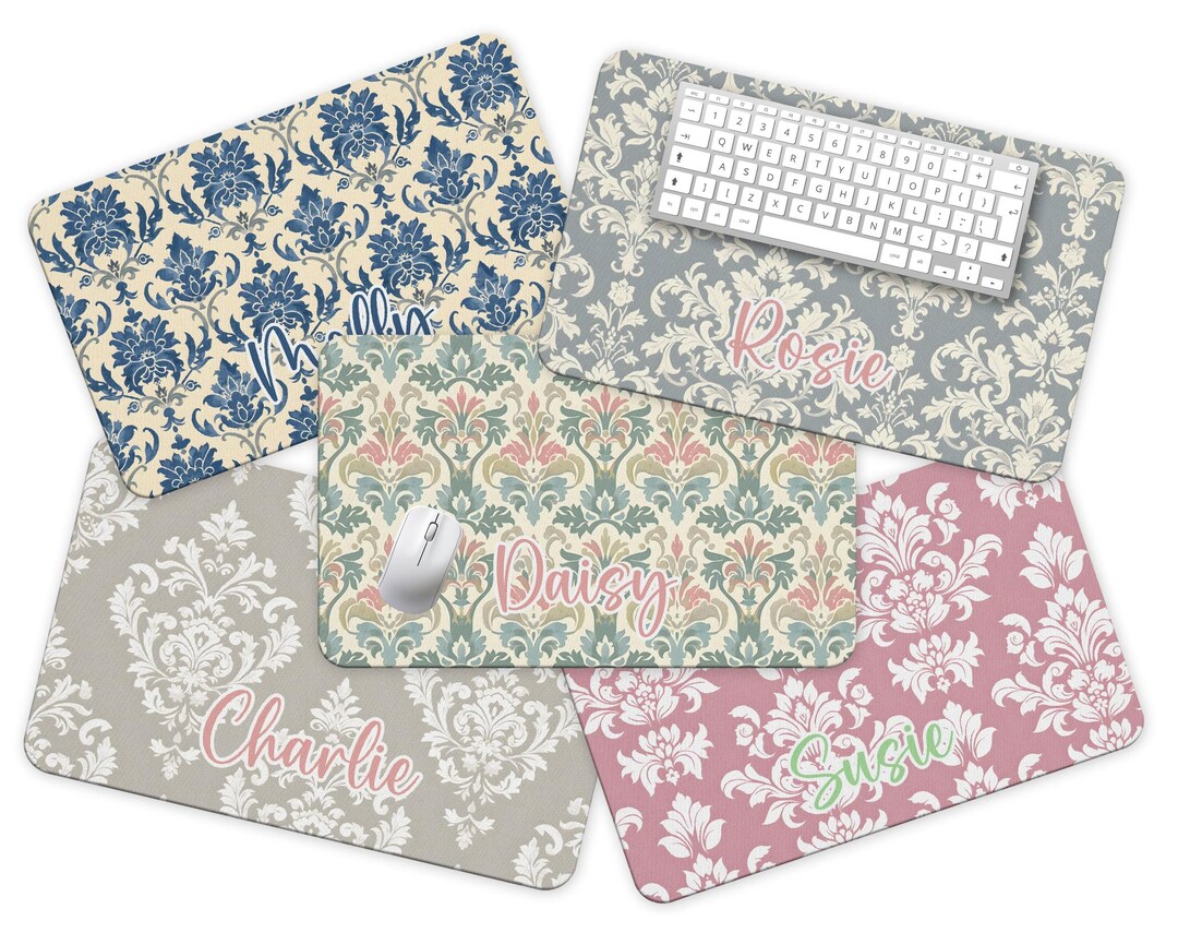 Personalized Damask Desk Pad: Monogrammed Office Decor - Etsy